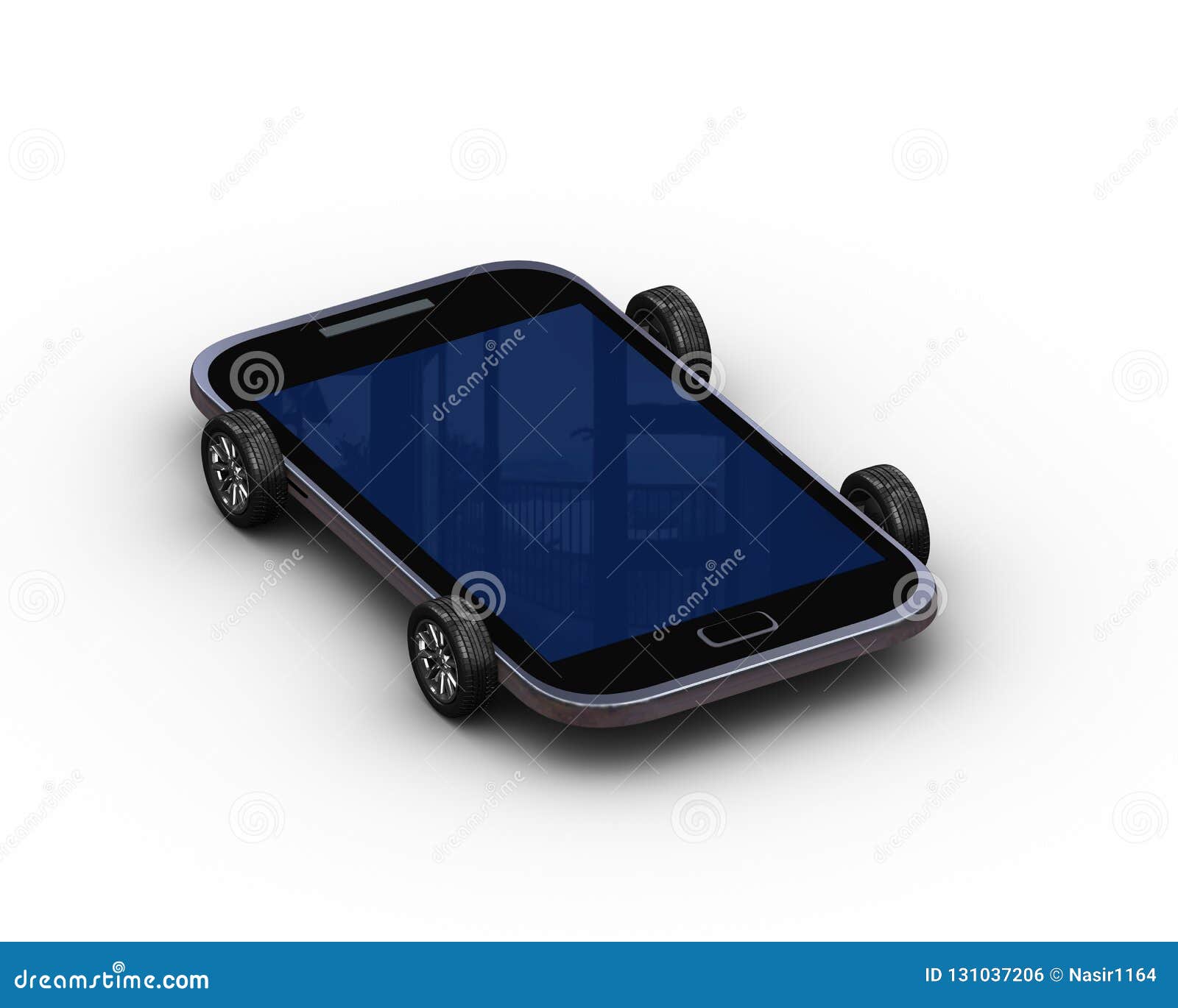 3d Render of Smart Mobile Phone on Wheel Stock Illustration ...