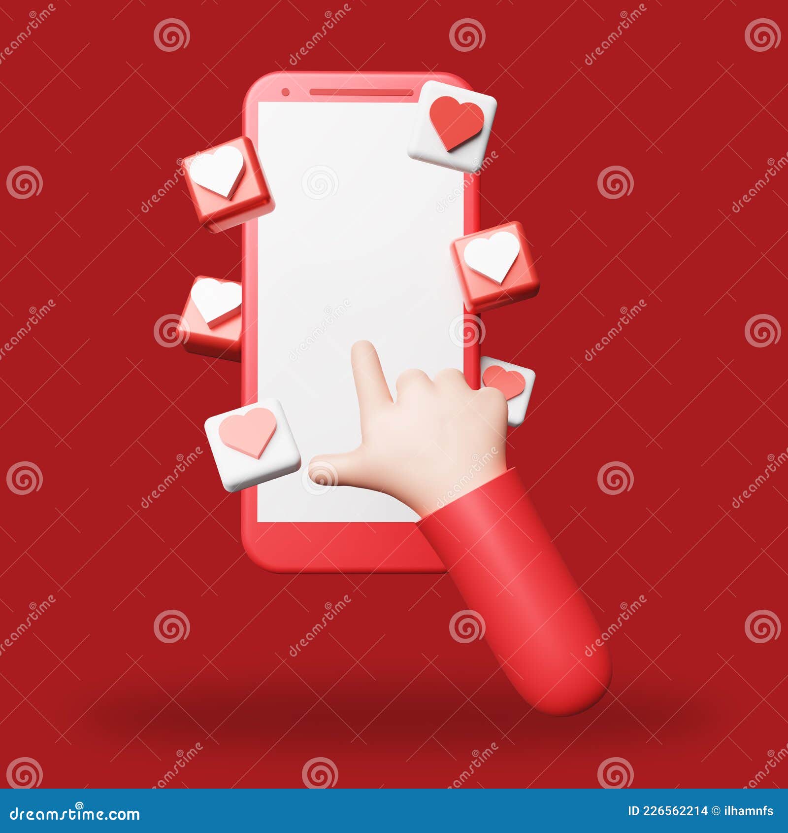 3D Render of Smartphone with Heart Icon Illustration Stock Illustration ...