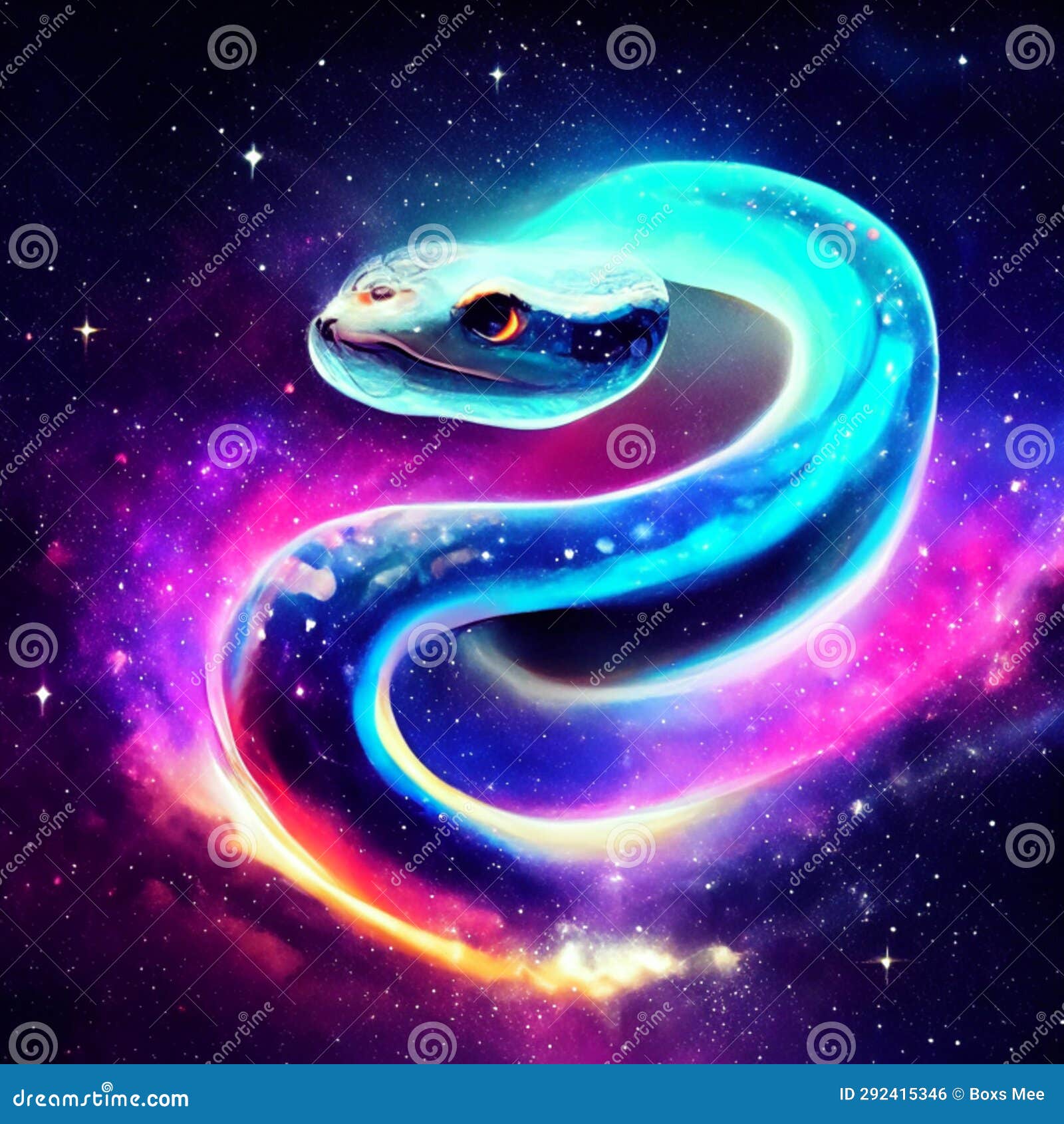 3d Render of a Snake in Space with Stars and Nebula Generative AI Stock ...