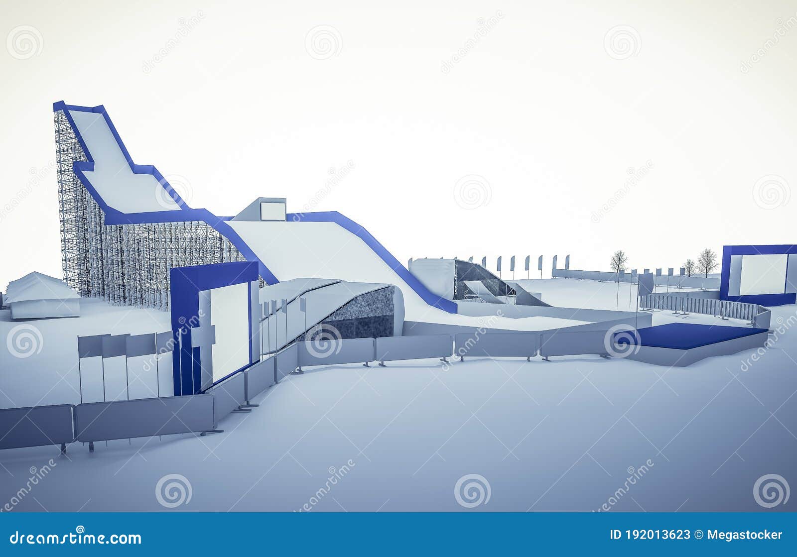 3d Illustration of a Snowboard and Freestyle Ramp Stock Illustration ...