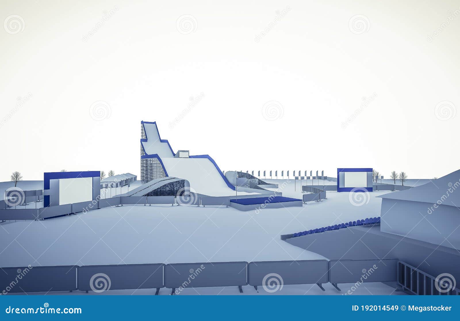 3d Illustration of a Snowboard and Freestyle Ramp Stock Illustration ...