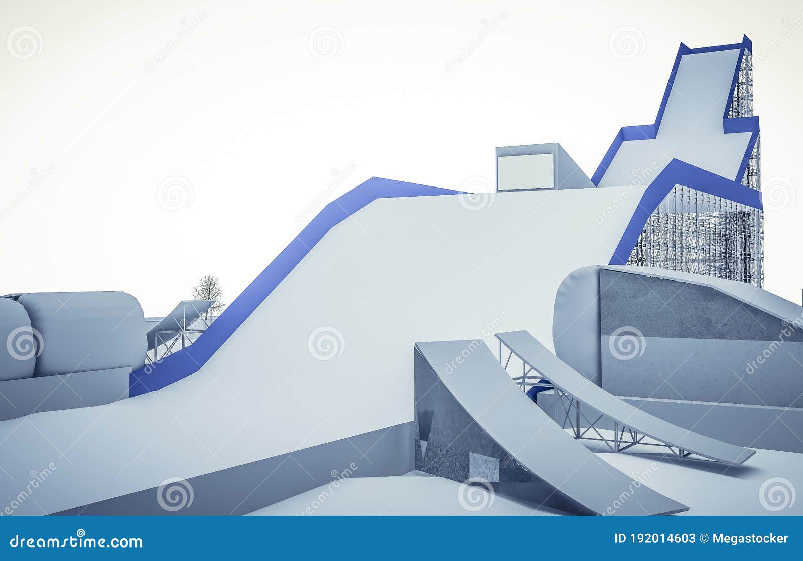 3d Illustration of a Snowboard and Freestyle Ramp Stock Illustration ...