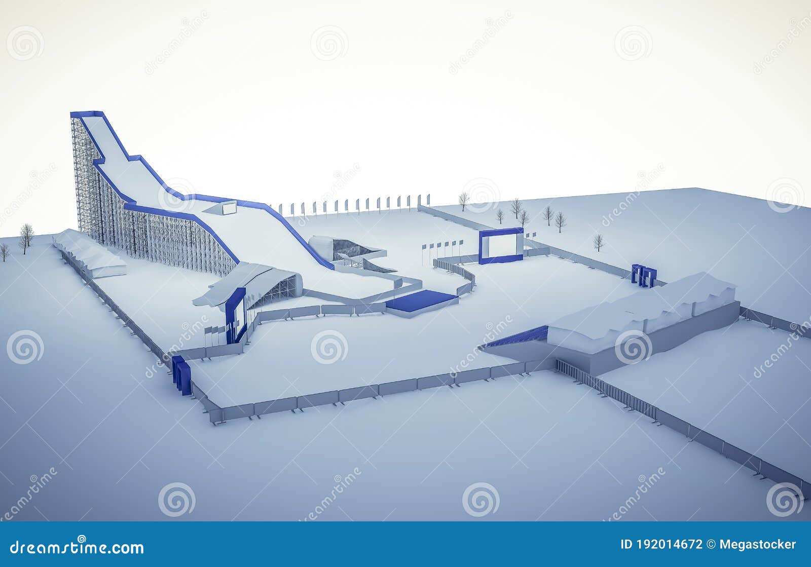 3d Illustration of a Snowboard and Freestyle Ramp Stock Illustration ...