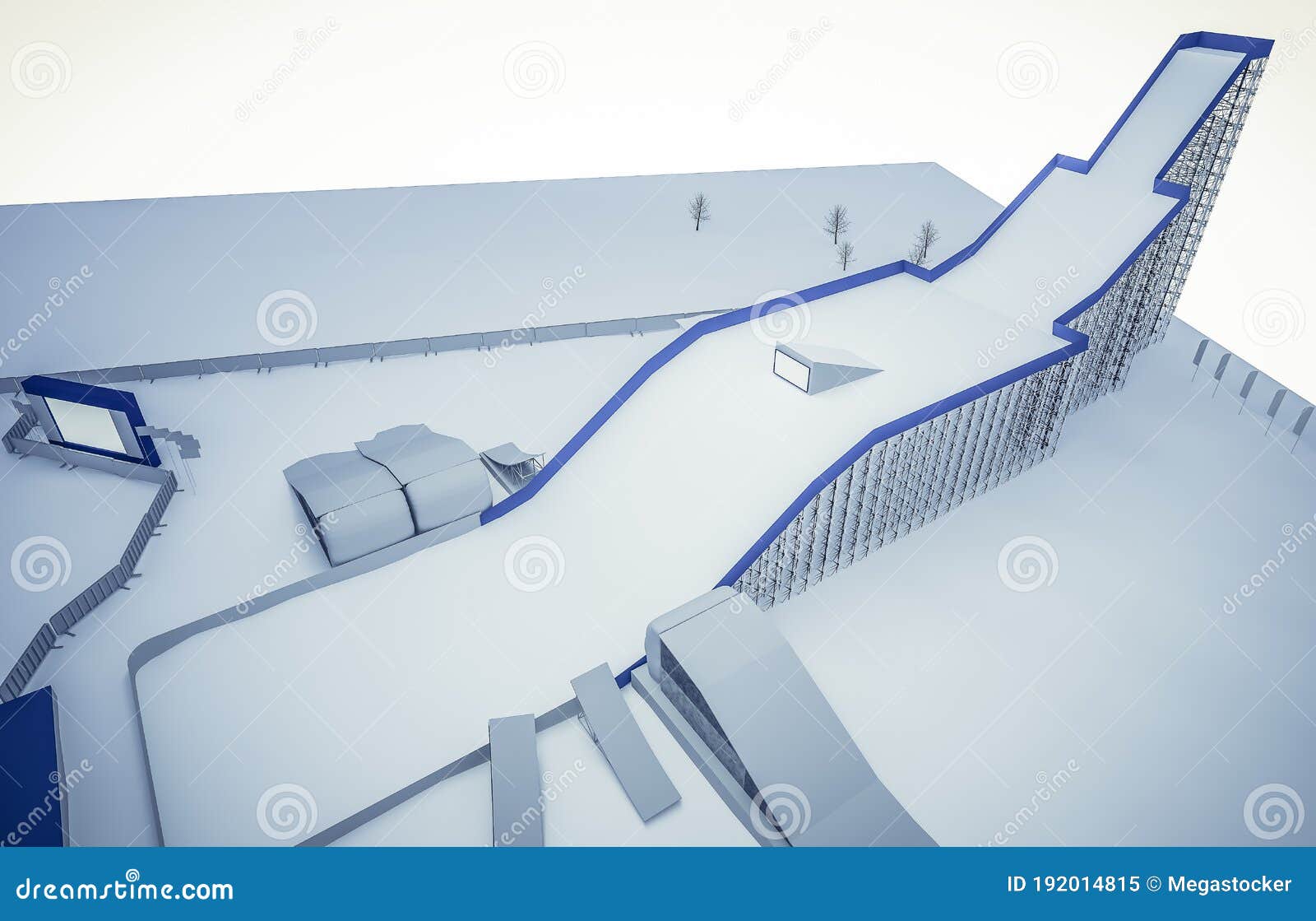 3d Illustration of a Snowboard and Freestyle Ramp Stock Illustration ...
