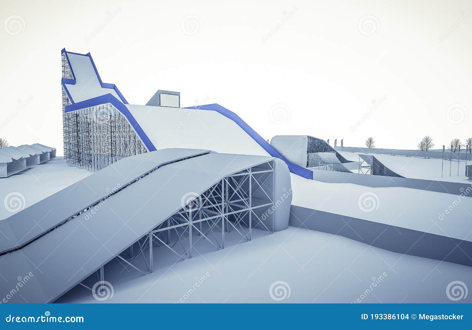 3d Illustration of a Snowboard and Freestyle Ramp Stock Illustration ...