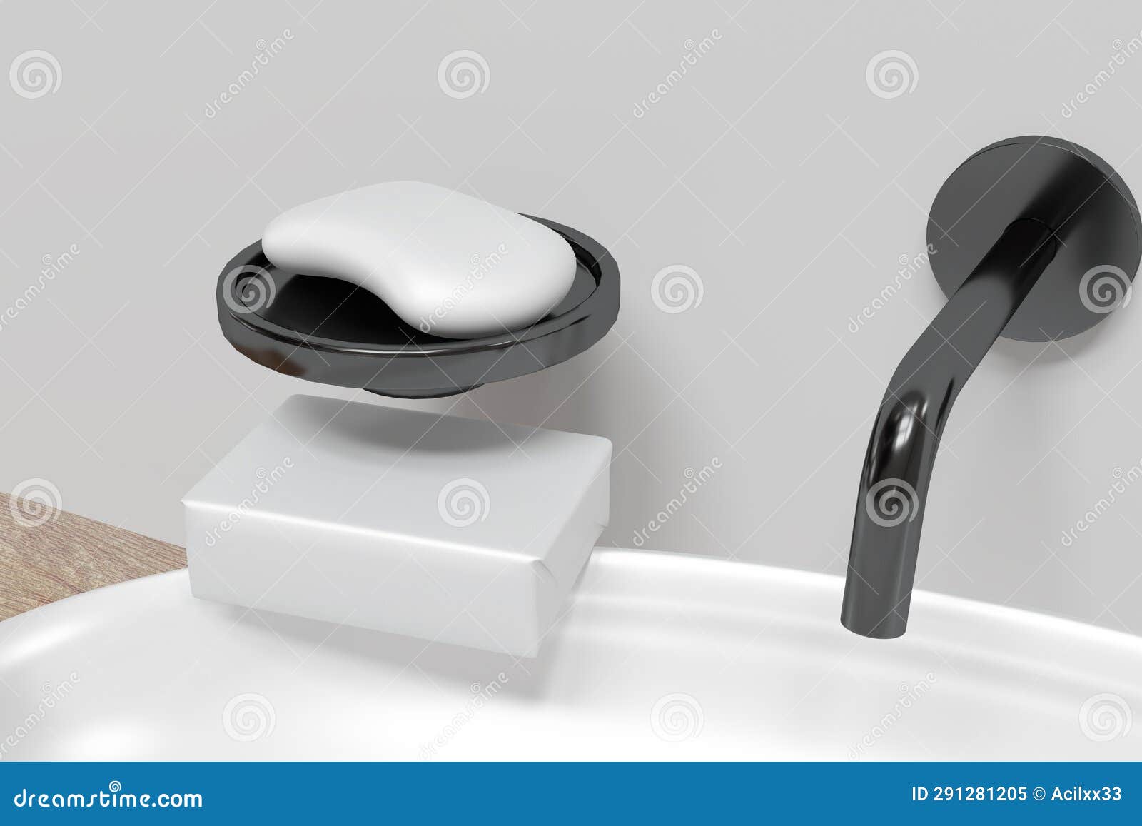 Realistic Blank Soap and Packaging on Sink, Front View. for Mockup ...