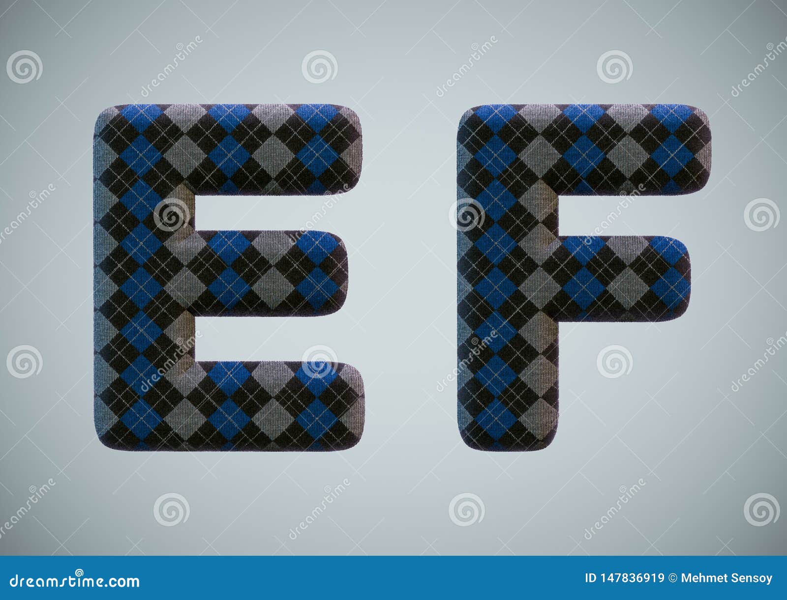 3D Render of Sock Alphabet Numbers and Letters Stock Illustration ...