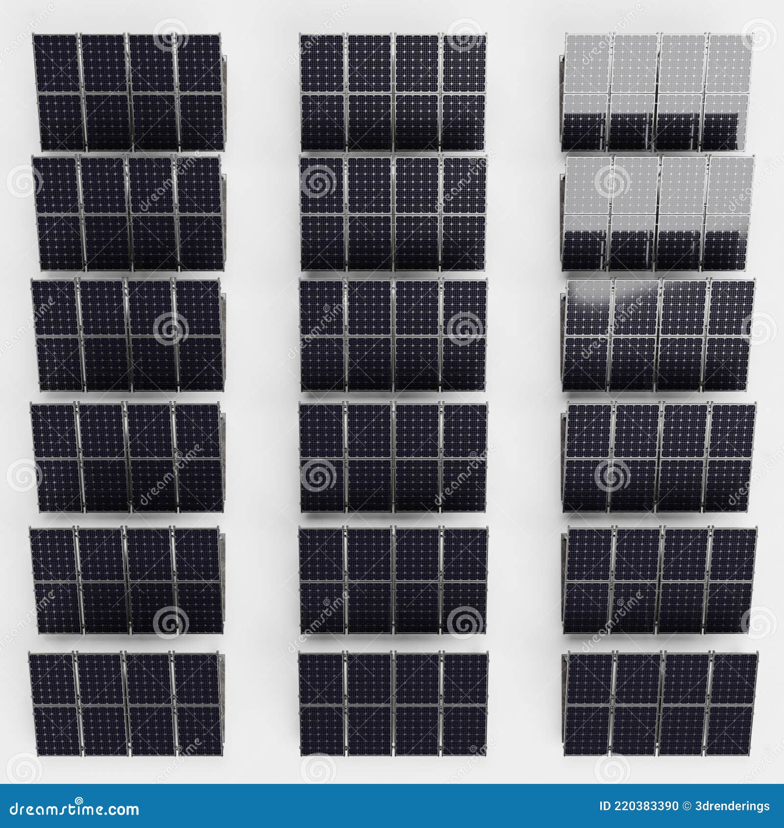3D Render of Solar Panel Farm Stock Illustration - Illustration of ...