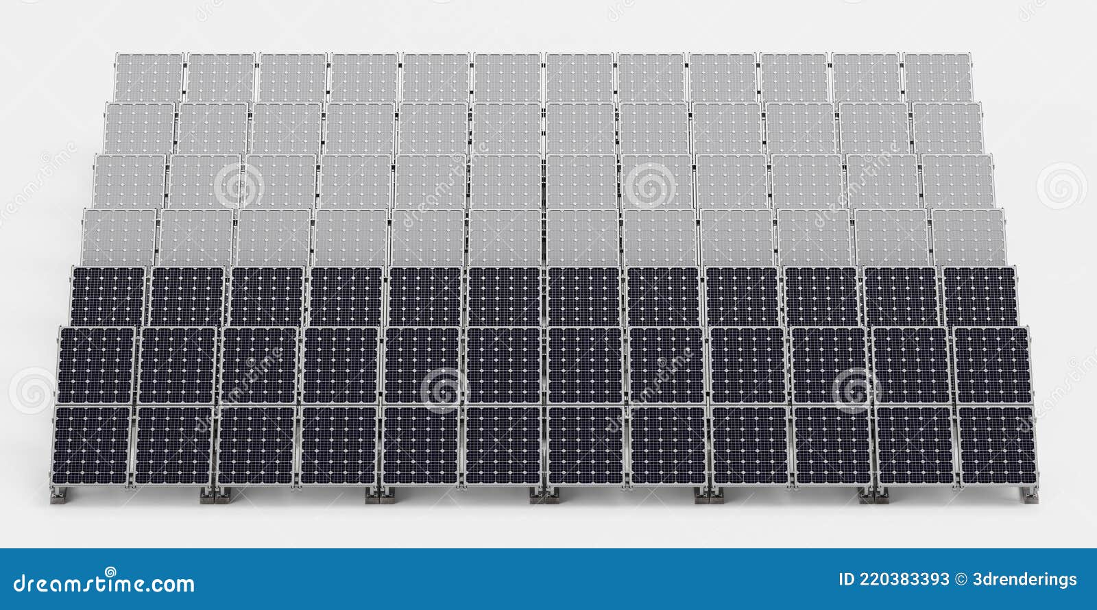 3D Render of Solar Panel Farm Stock Illustration - Illustration of roof ...