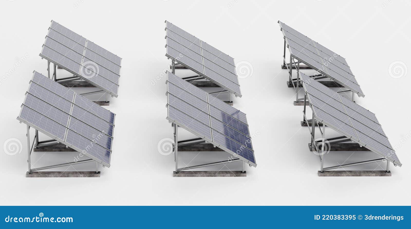 3D Render of Solar Panel Farm Stock Illustration - Illustration of unit ...