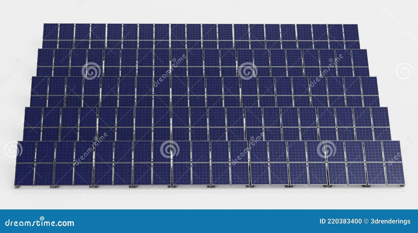 3D Render of Solar Panel Farm Stock Illustration - Illustration of ...