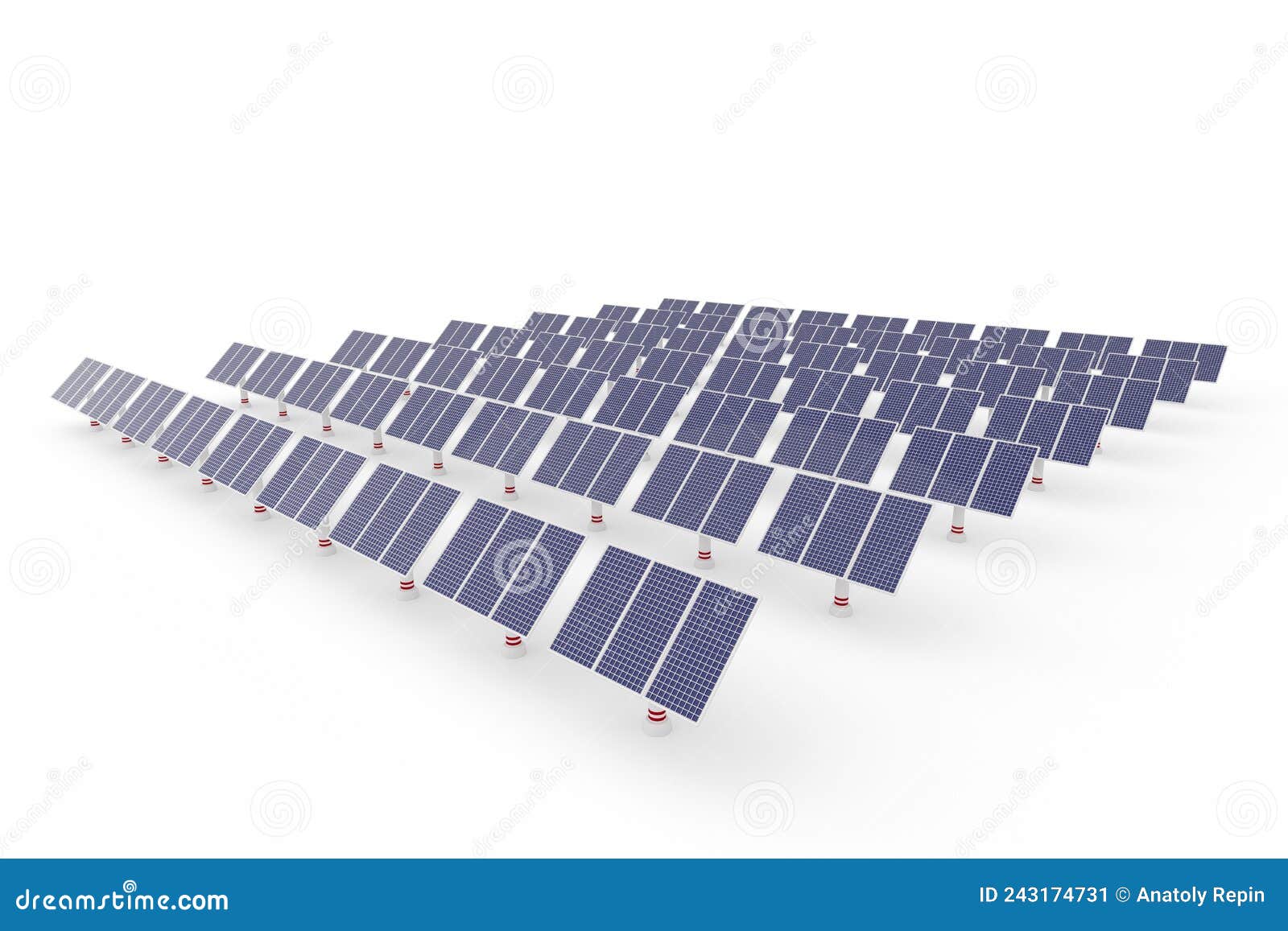 3D Render of Solar Panels Isolated on White Background Stock ...