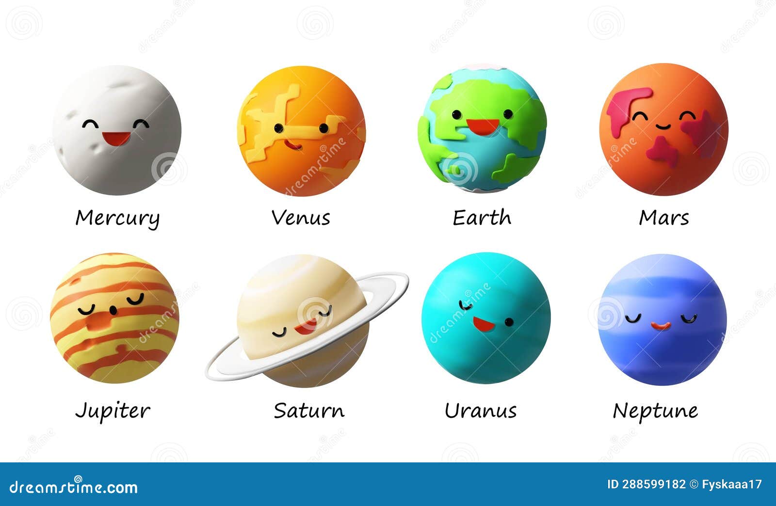 3D Render Solar System Planets Set for Kids Stock Vector - Illustration ...