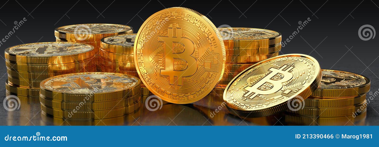 3d Render of Some Physical Golden Bitcoins Stock Illustration ...