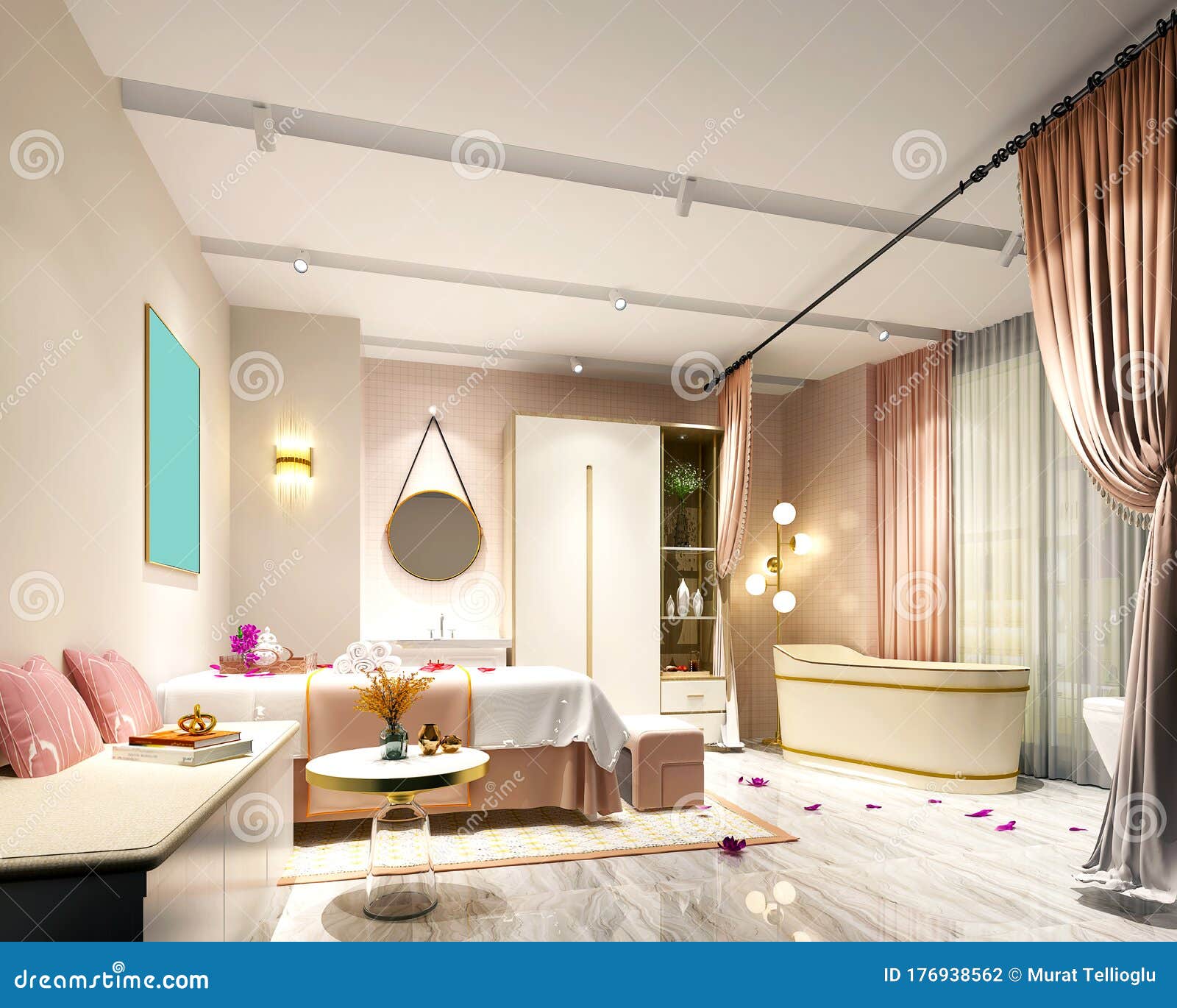 3d Render of Spa Massage Center Stock Illustration - Illustration of ...