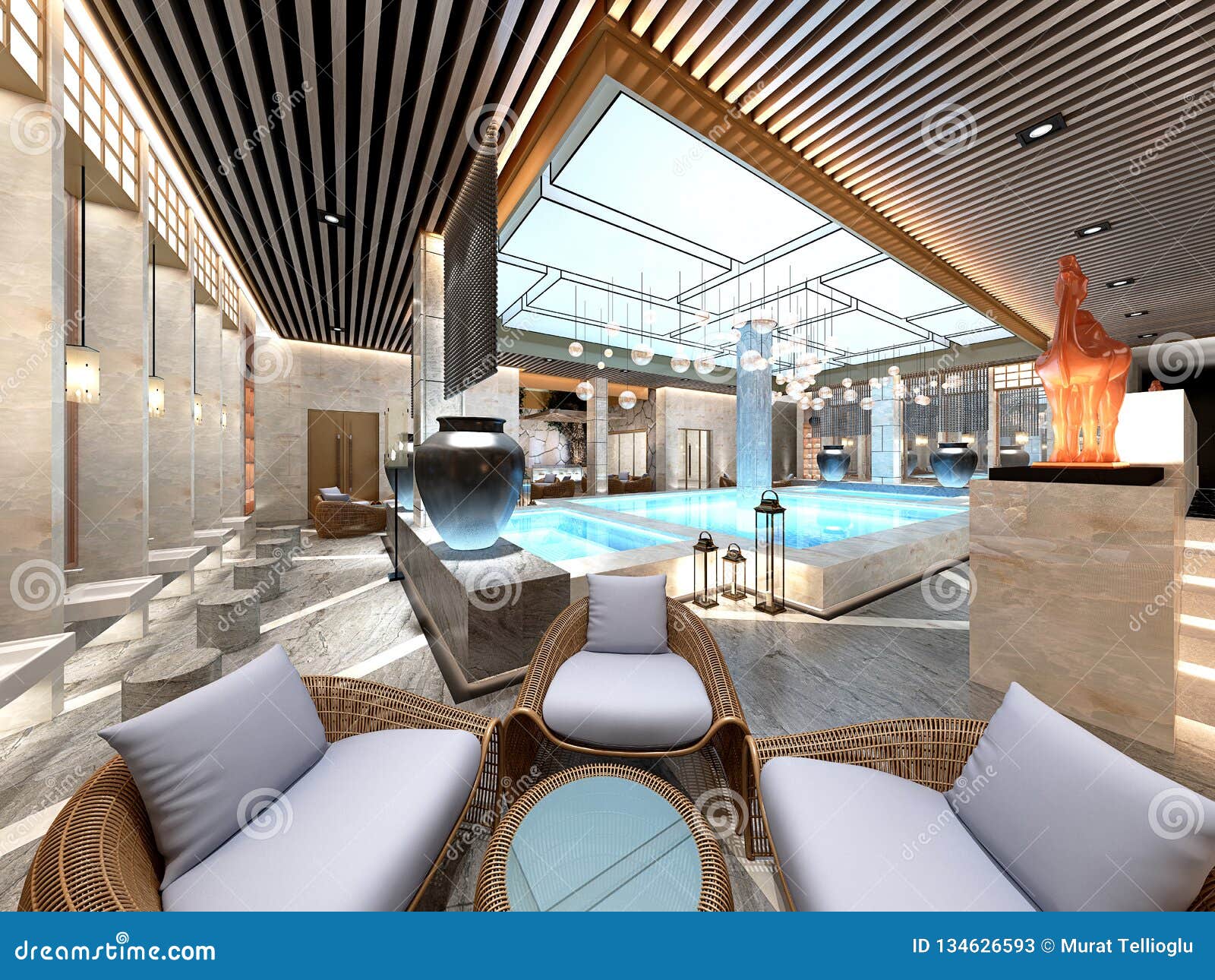 3D Render Of Pool, Spa And Wellness Center Royalty-Free Stock Photo ...