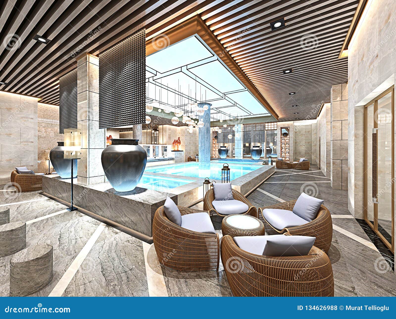 3D Render Of Pool, Spa And Wellness Center Royalty-Free Stock Photo ...