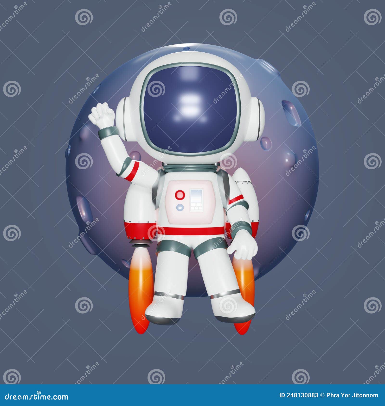 3D Render Spaceman Astronaut Float in Space with Jets, Cartoon ...