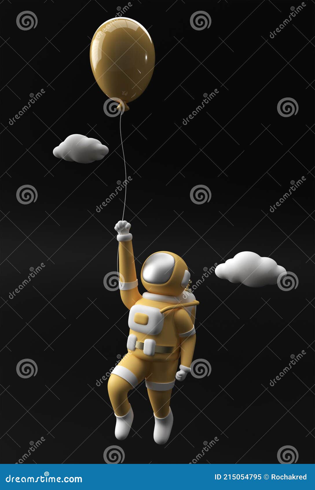 3d Render Spaceman Astronaut Floating with Balloon 3d Illustration ...