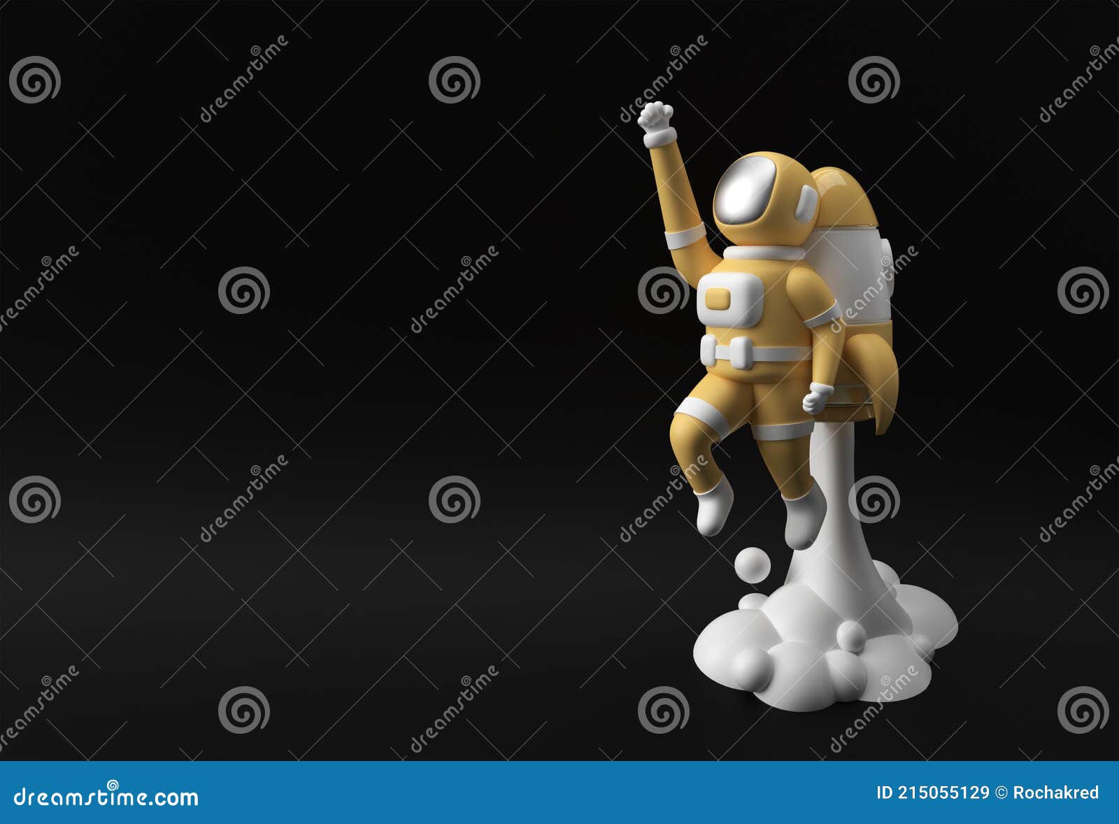3d Render Spaceman Astronaut Flying with Rocket 3d Illustration Design ...