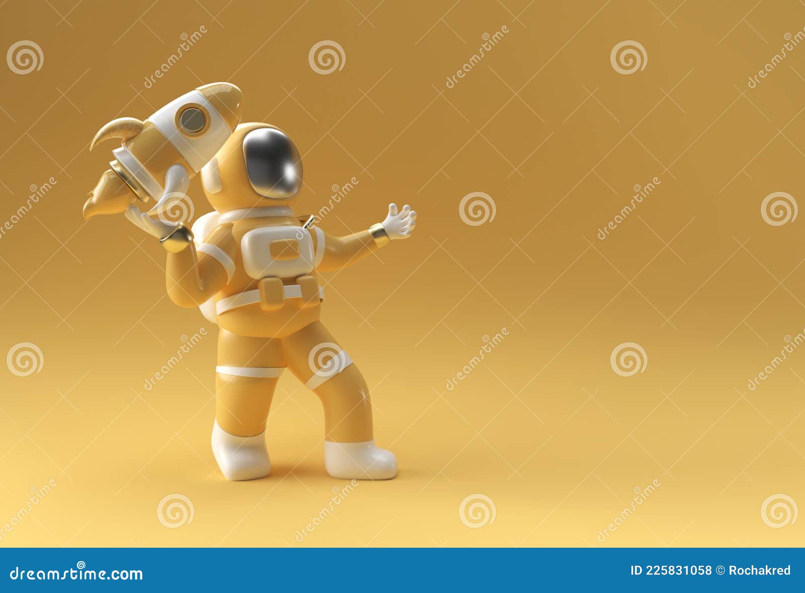 3d Render Spaceman Astronaut Flying with Rocket 3d Illustration Design ...