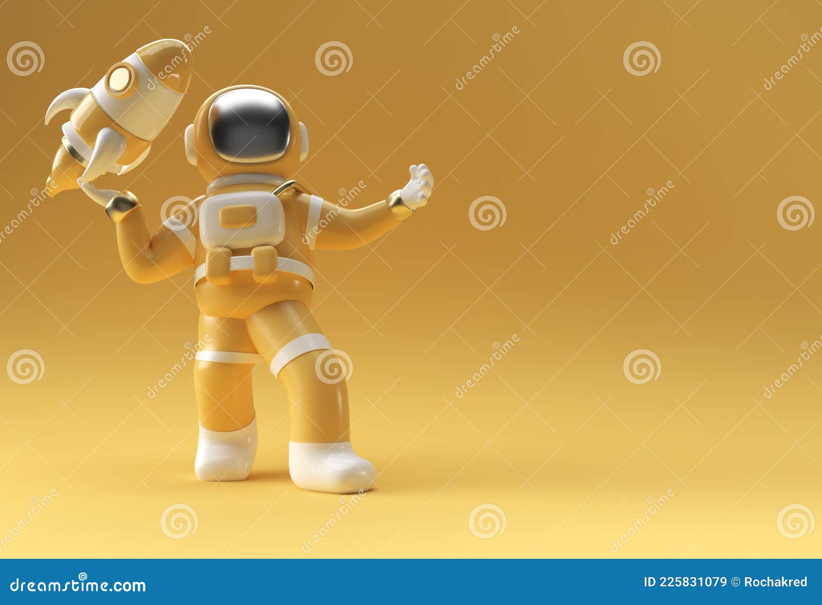 3d Render Spaceman Astronaut Flying with Rocket 3d Illustration Design ...