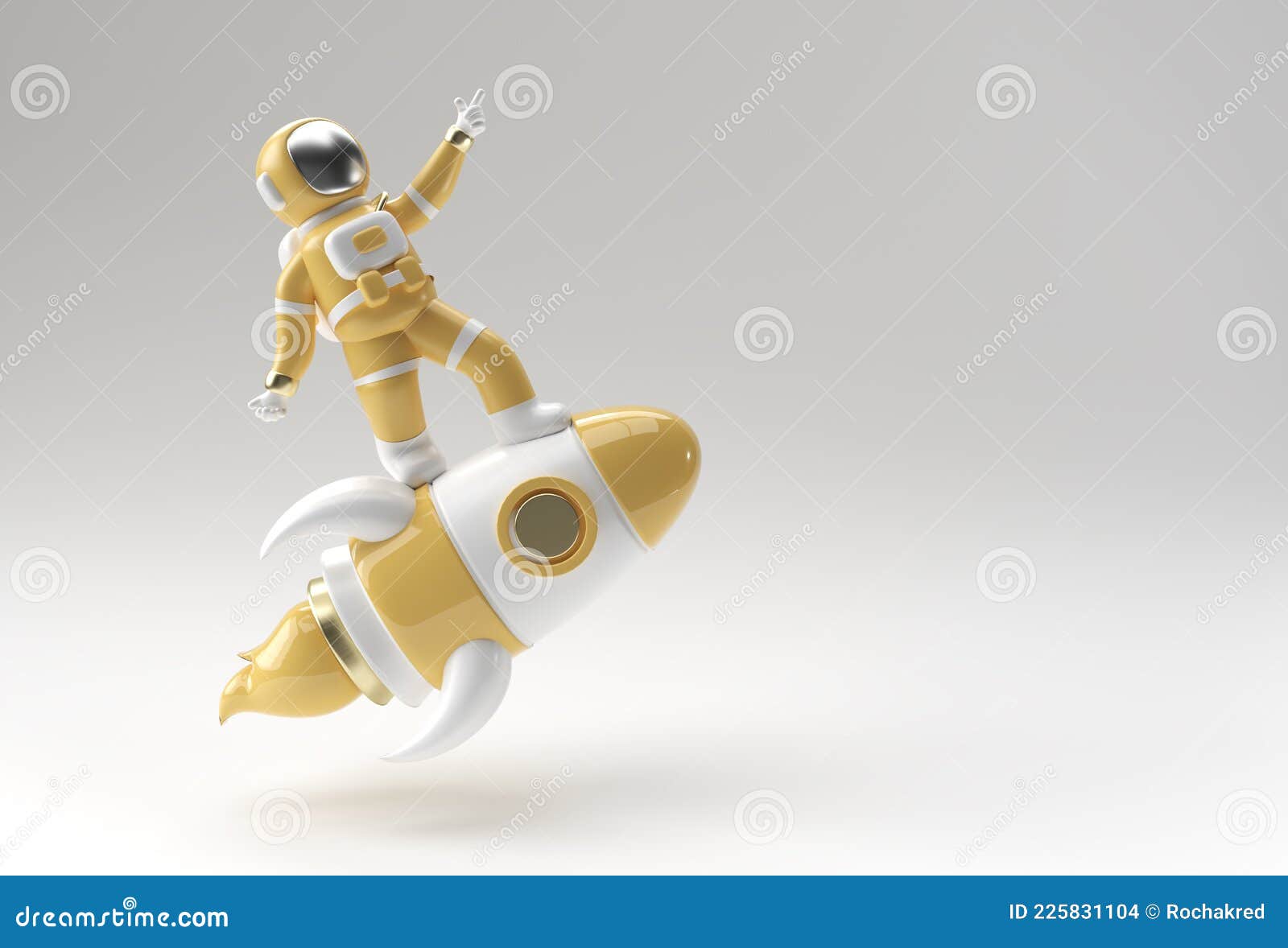3d Render Spaceman Astronaut Flying with Rocket 3d Illustration Design ...
