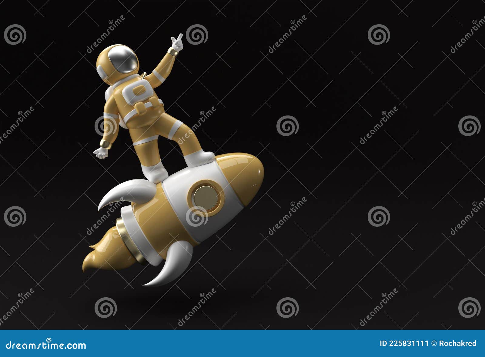 3d Render Spaceman Astronaut Flying with Rocket 3d Illustration Design ...