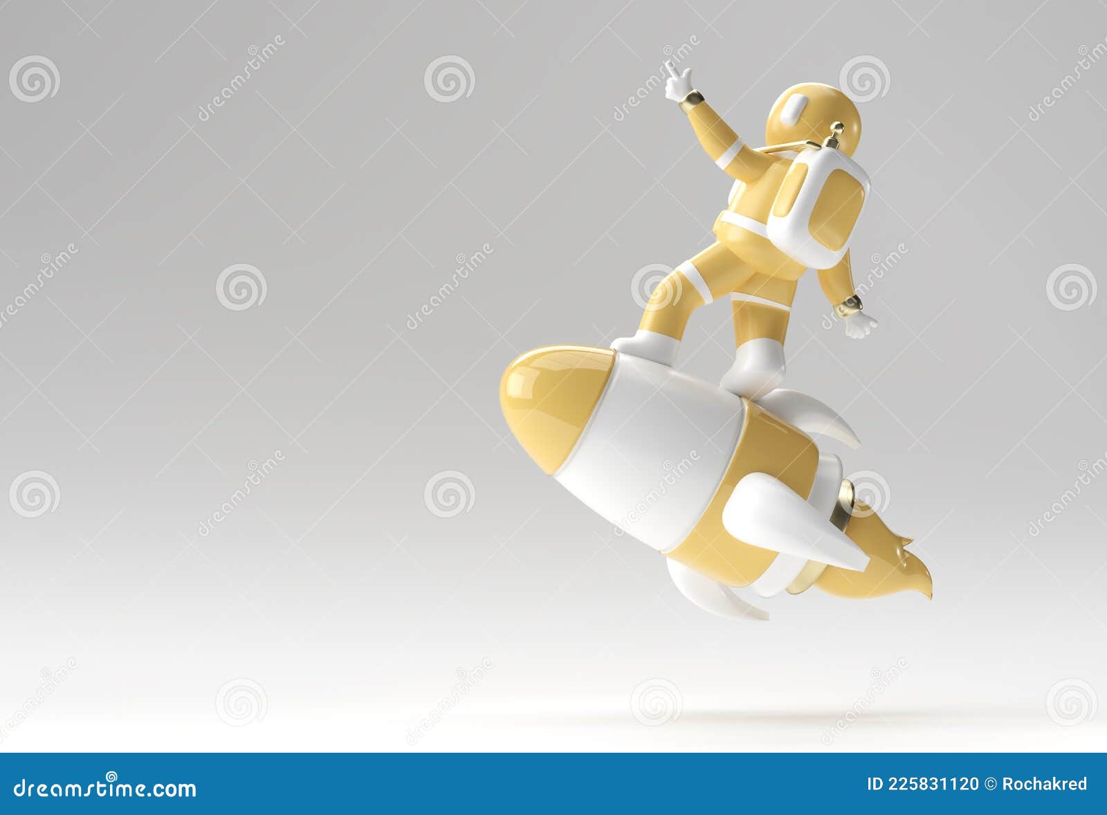 3d Render Spaceman Astronaut Flying with Rocket 3d Illustration Design ...