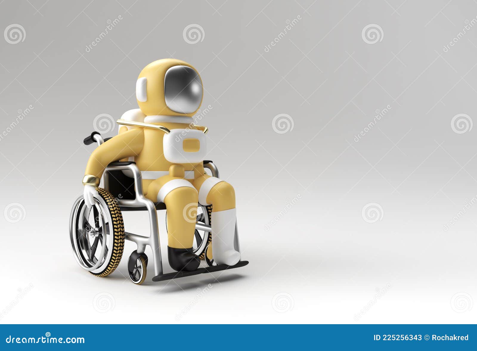 3d Render Spaceman Astronaut Sitting on Wheelchair 3d Illustration ...