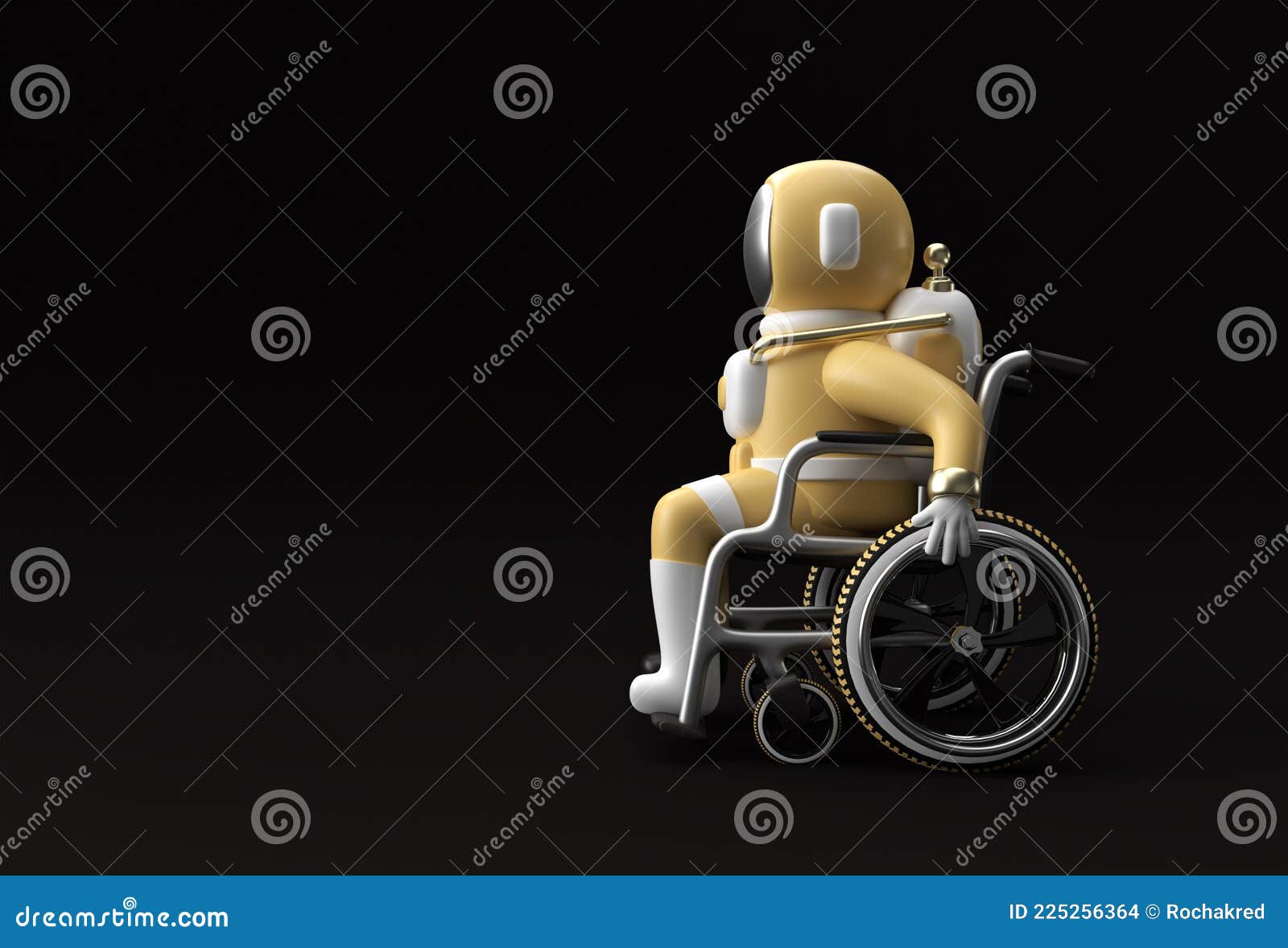 3d Render Spaceman Astronaut Sitting on Wheelchair 3d Illustration ...