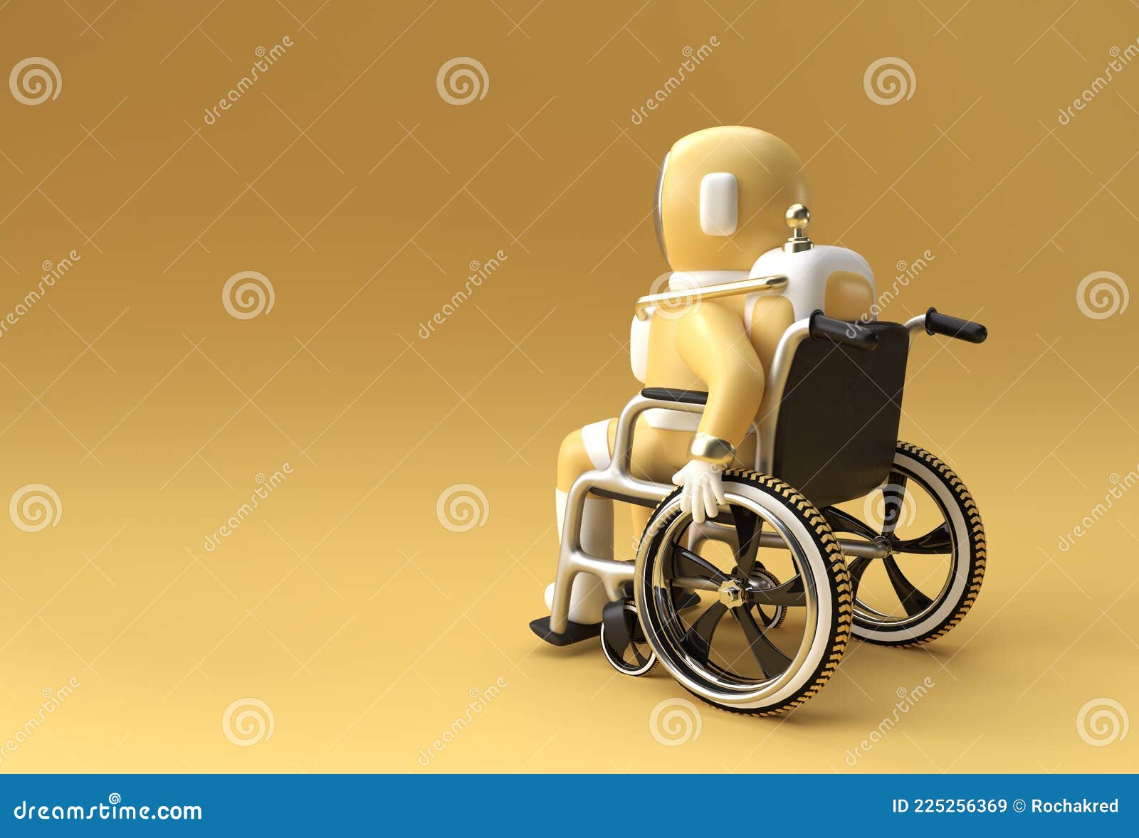 3d Render Spaceman Astronaut Sitting on Wheelchair 3d Illustration ...