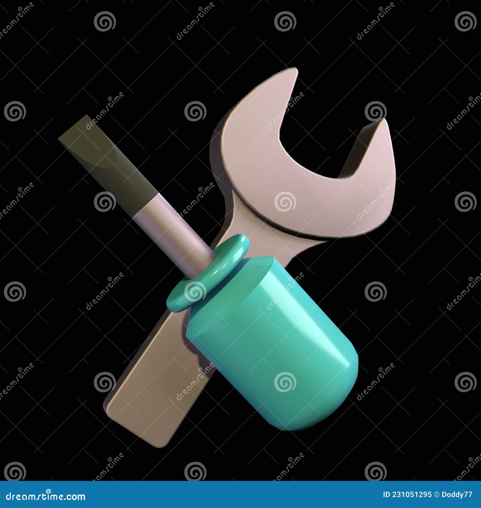 3d Render Spanner and Screwdriver Model Illustration Stock Illustration ...