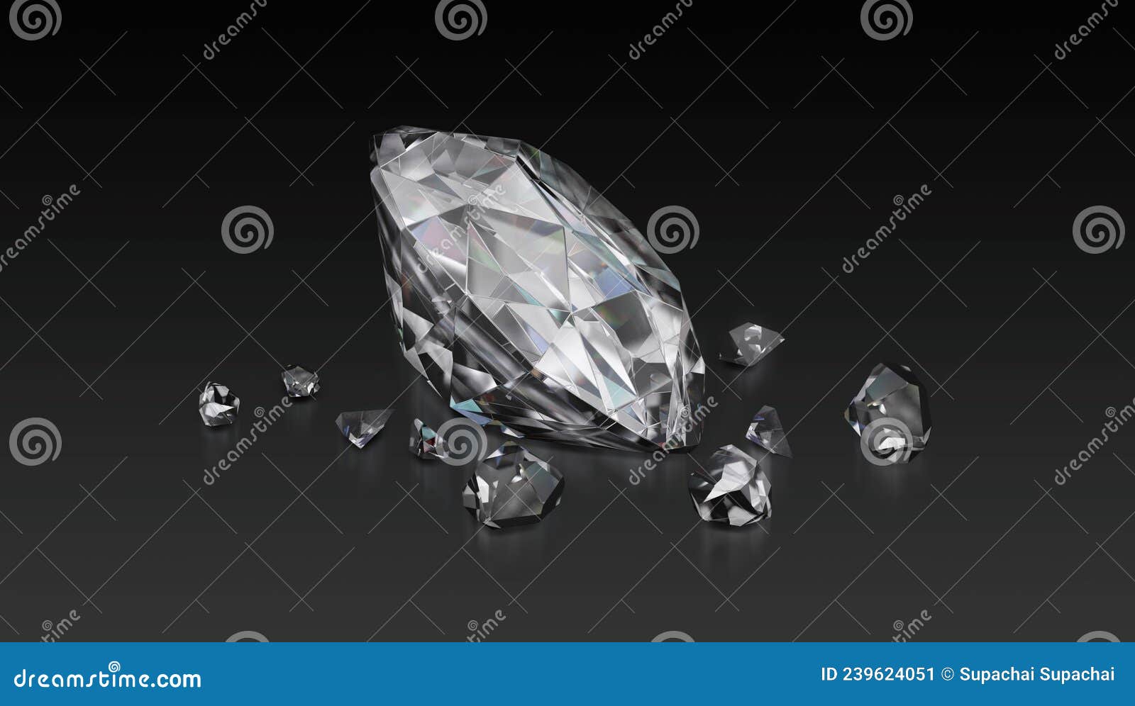 3d Render, Sparkling Diamond Broken Stock Illustration - Illustration ...