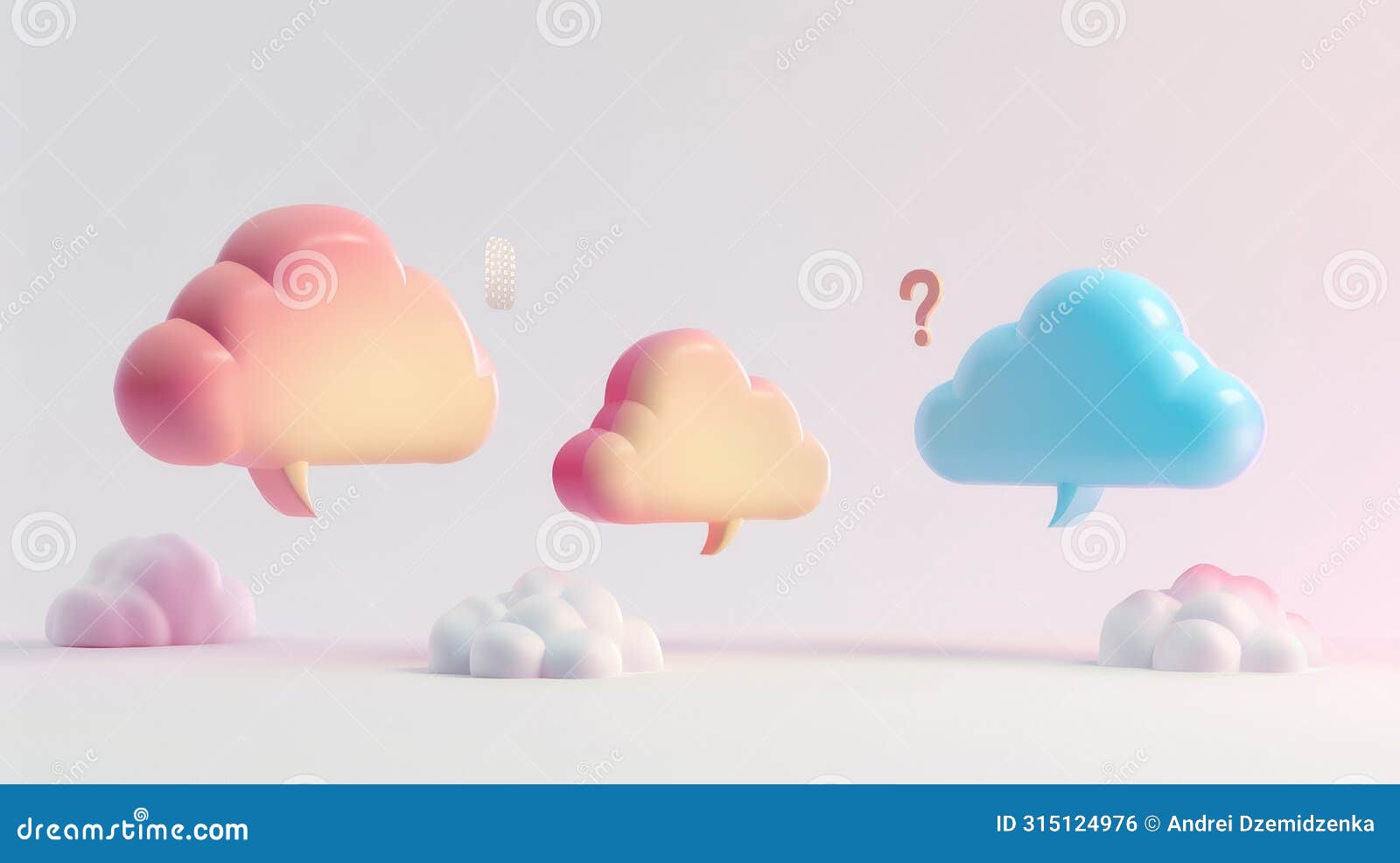 3D Render Speech Bubbles, Isolated Communication, Chat, and Question ...