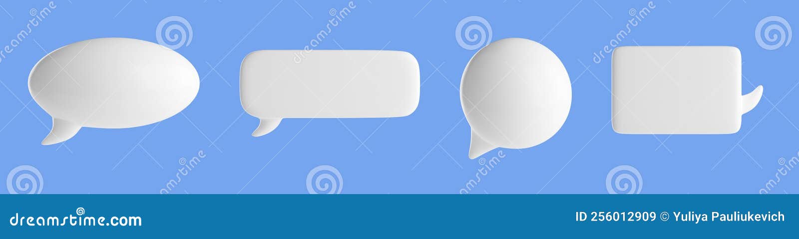 3d Render Speech Bubbles, Thought Balloons Set Stock Illustration ...
