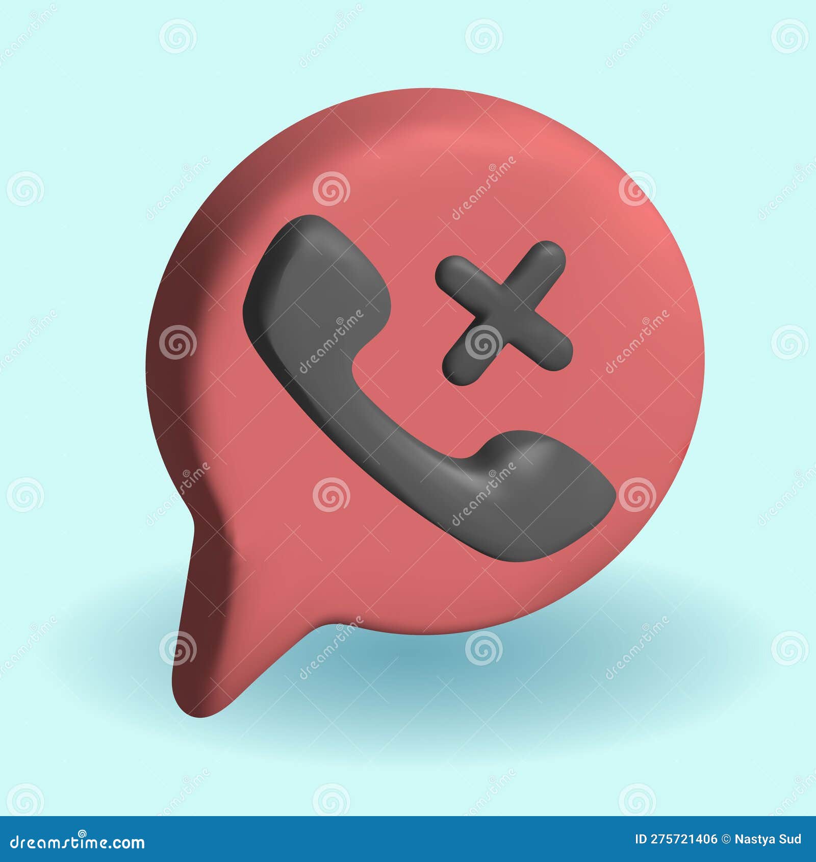 3d Render Speech Red Bubble Phone. Sticker Chat Stock Vector ...