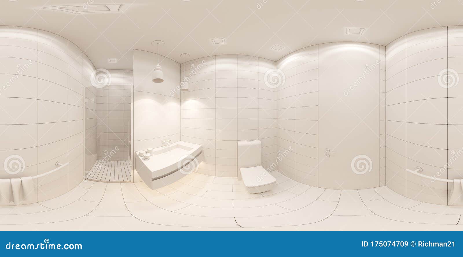 3D Render Spherical 360 Seamless Panorama of the Interior of the ...