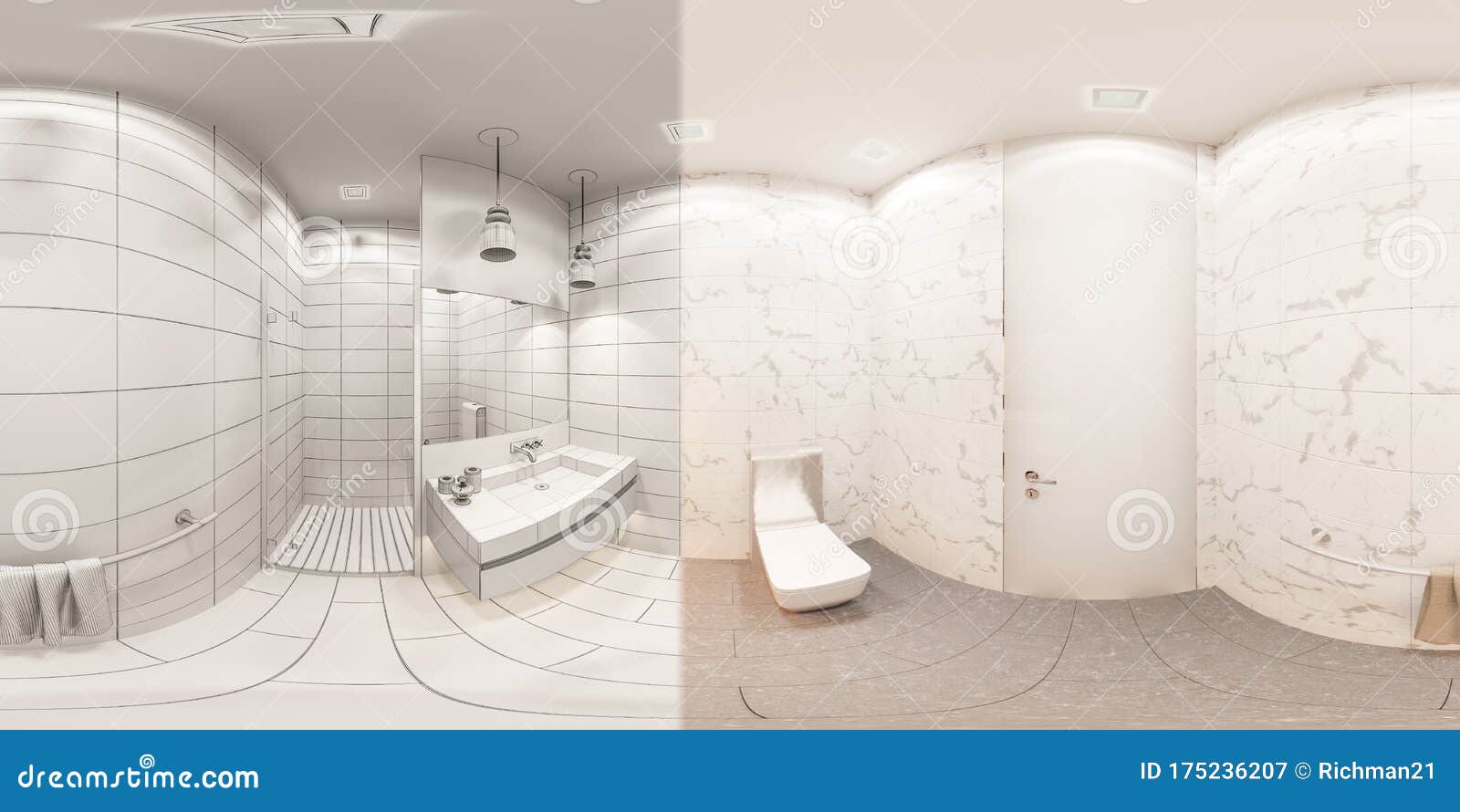 3D Render Spherical 360 Seamless Panorama of the Interior of the ...