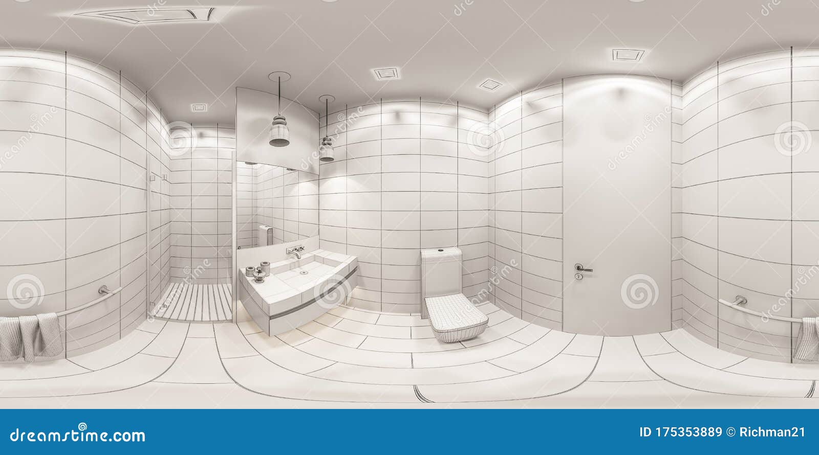 3D Render Spherical 360 Seamless Panorama of the Interior of the ...