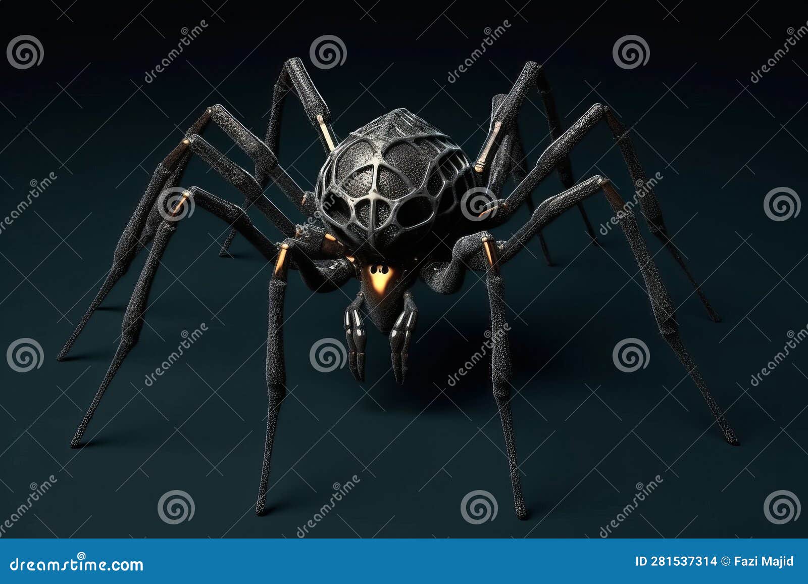 3d Render of Spider Isolated on Black Background. Halloween Concept ...