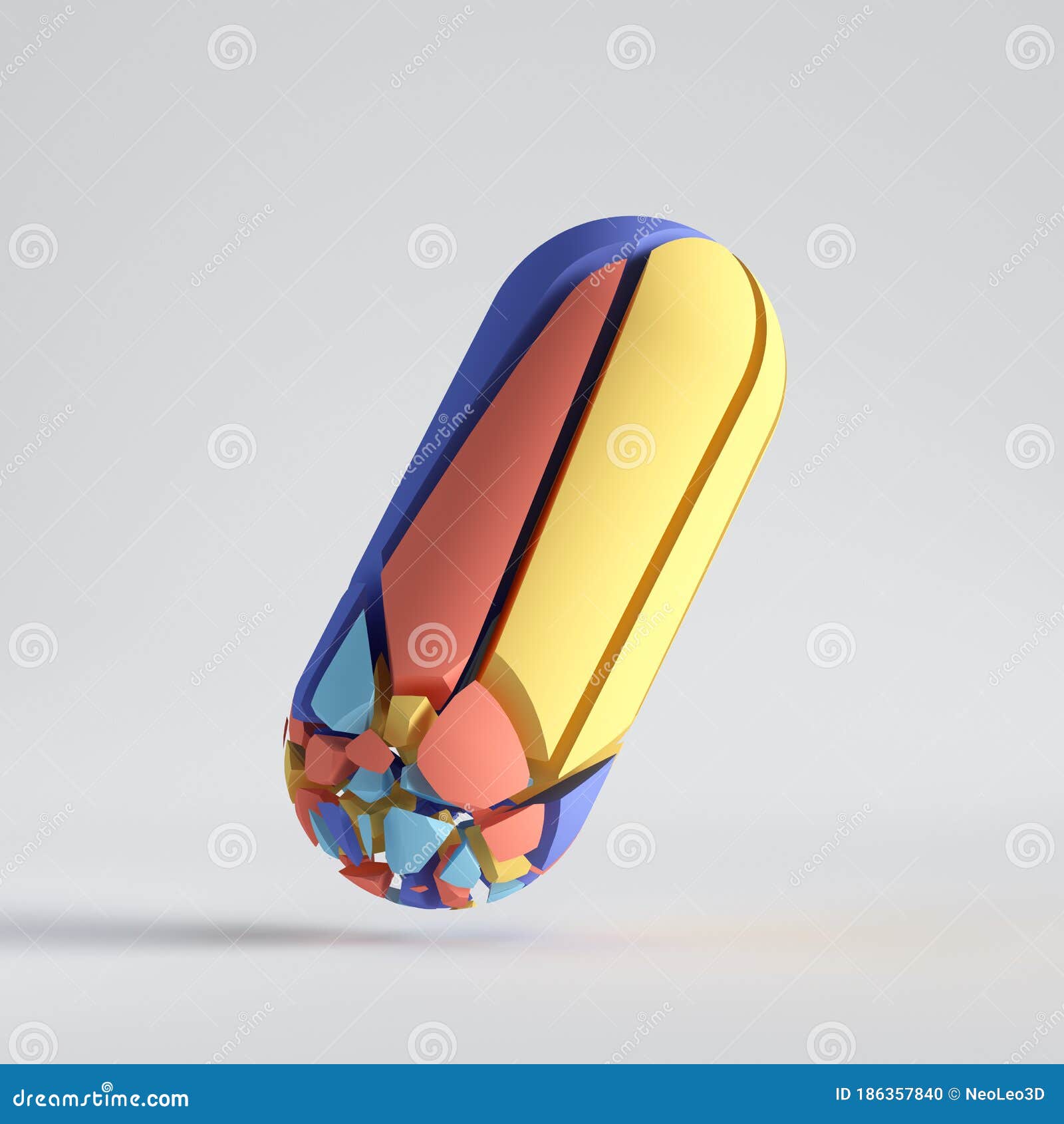 3d Render. Split Geometric Object Isolated on White Background Stock ...