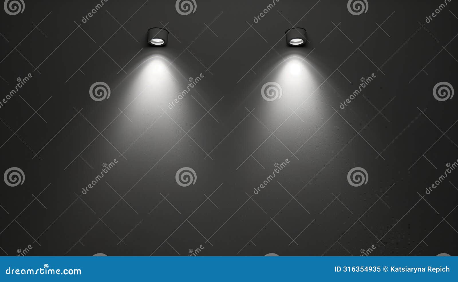 3d Render of Spotlights on a Black Wall with Copy Space Stock ...