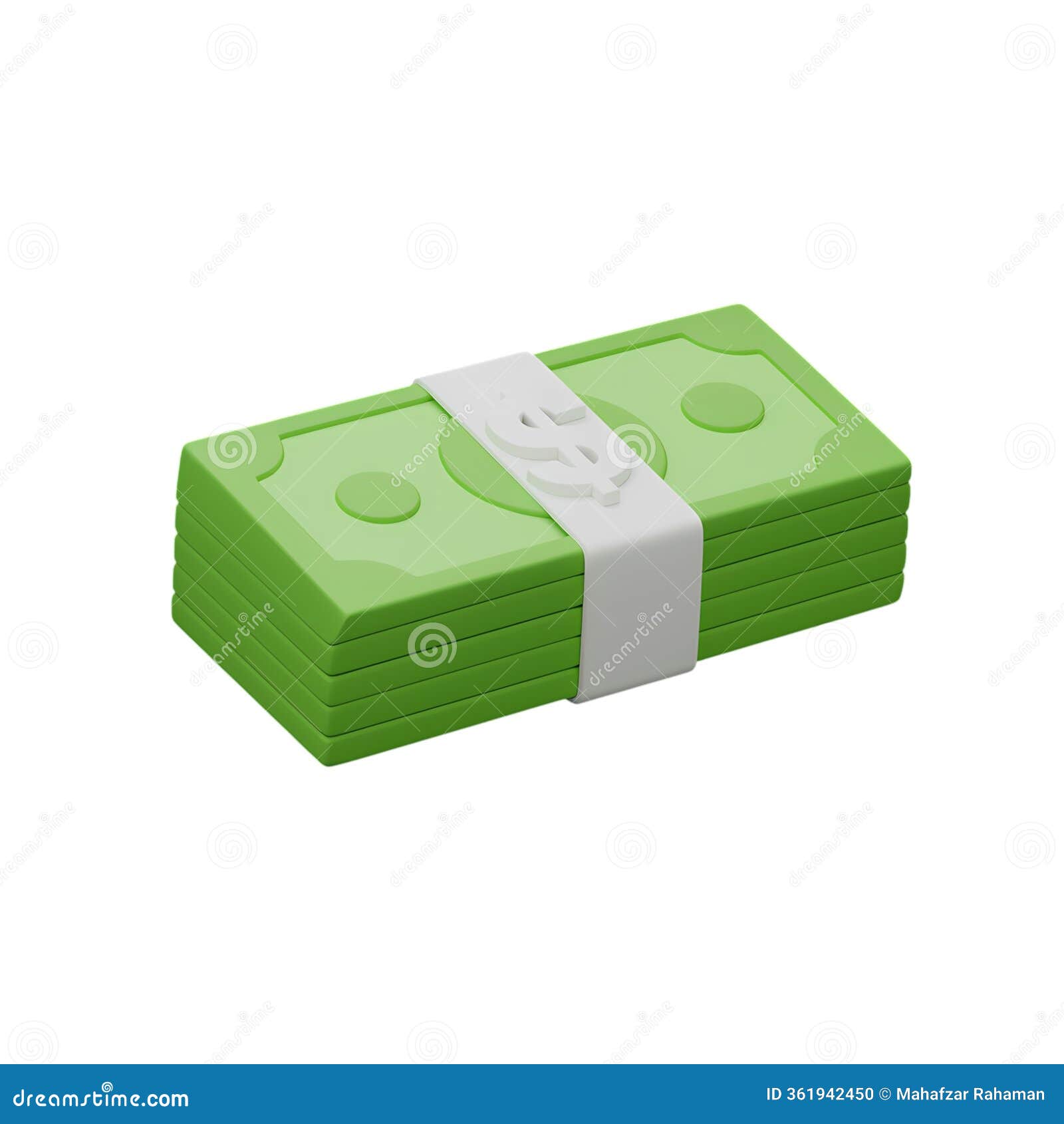 3D Render of a Stack of Green Money Bills Stock Illustration ...