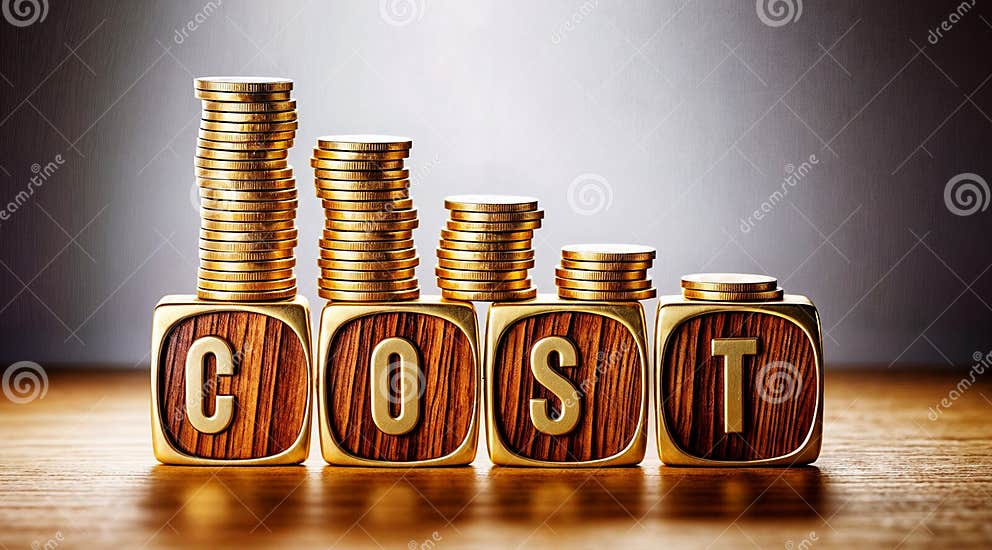 3d Render of Stacks of Decreasing Coins on the Block with Text Word ...