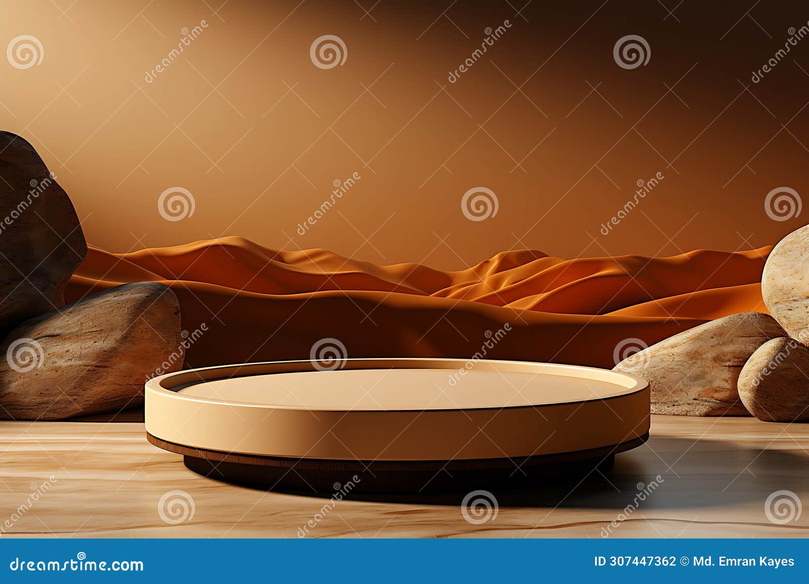 3d Render of Stage in Desert with Sandstone and Rock Wall Stock ...