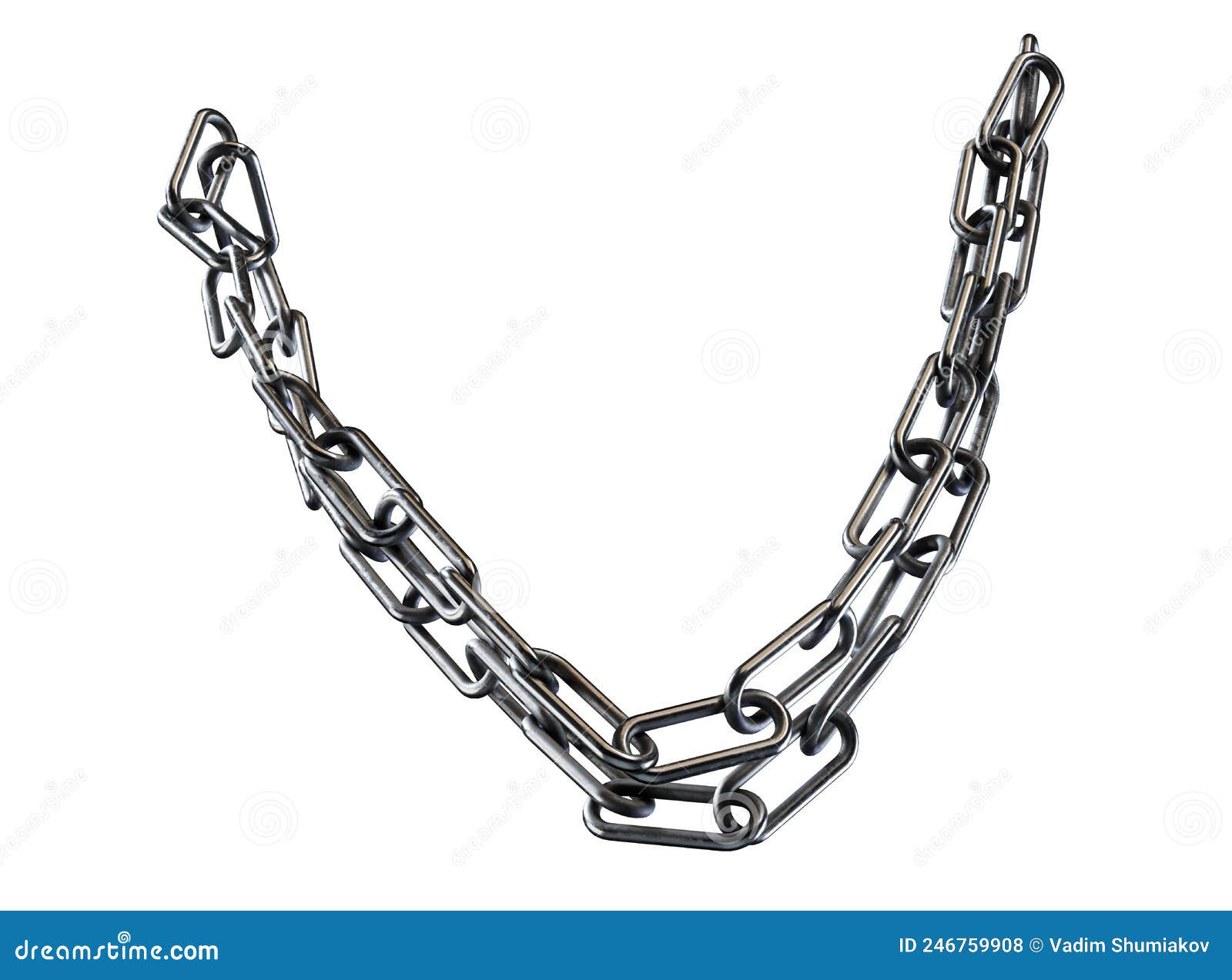 3d Render Stainless Steel Chain Isolated on White Stock Illustration ...