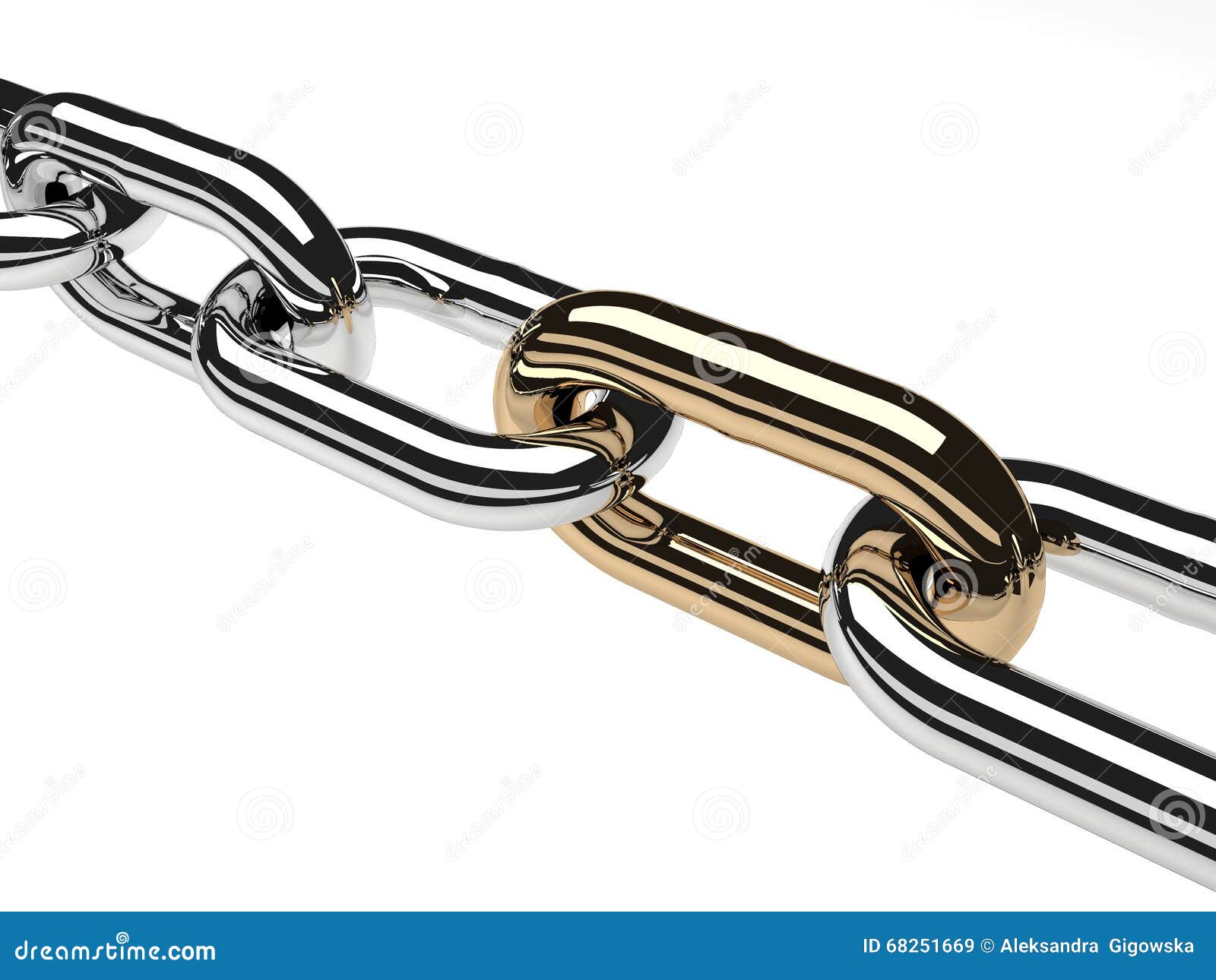3d Render Stainless Steel Chain Isolated on White Stock Image - Image ...