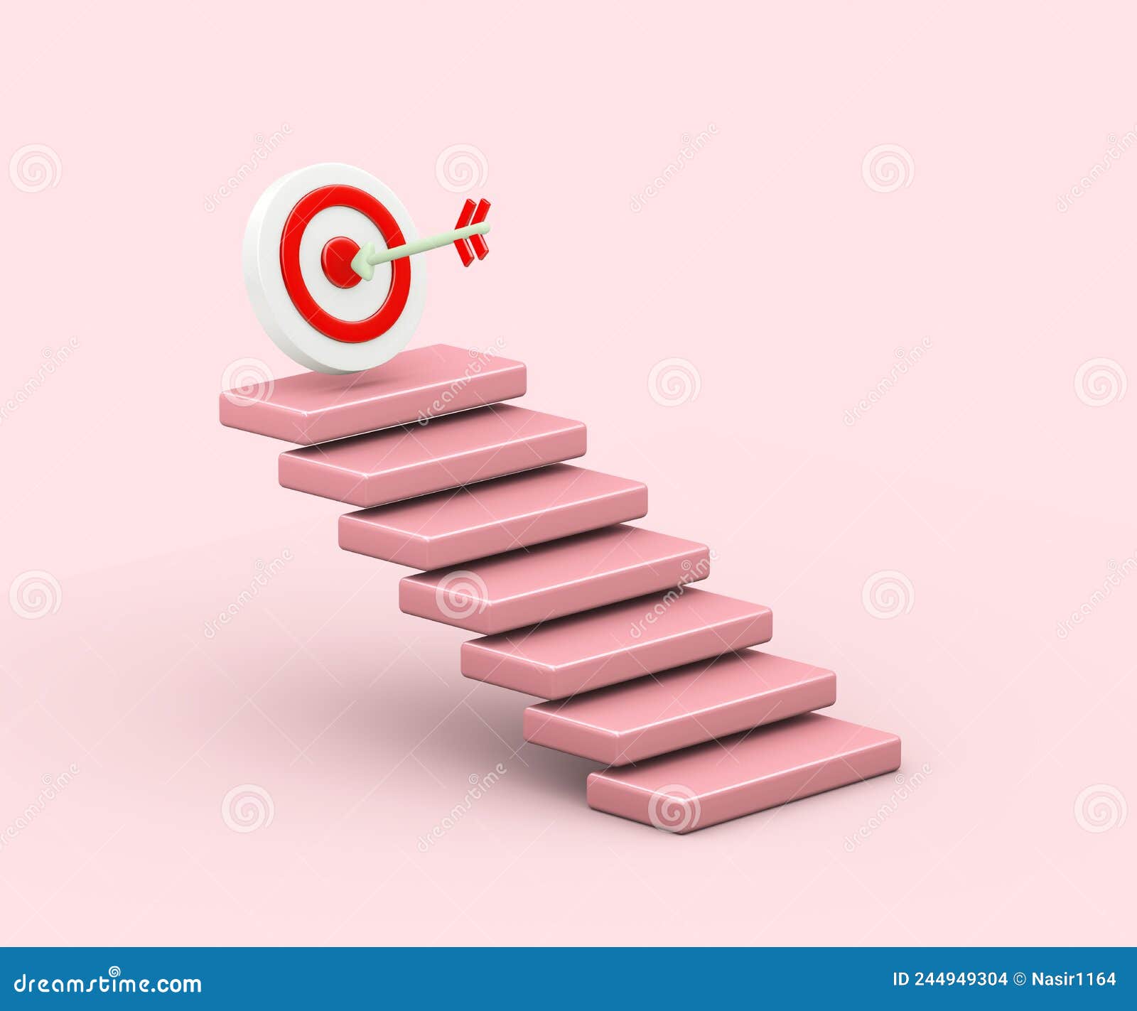 3d Render of Staircase with Target Arrow Stock Illustration ...