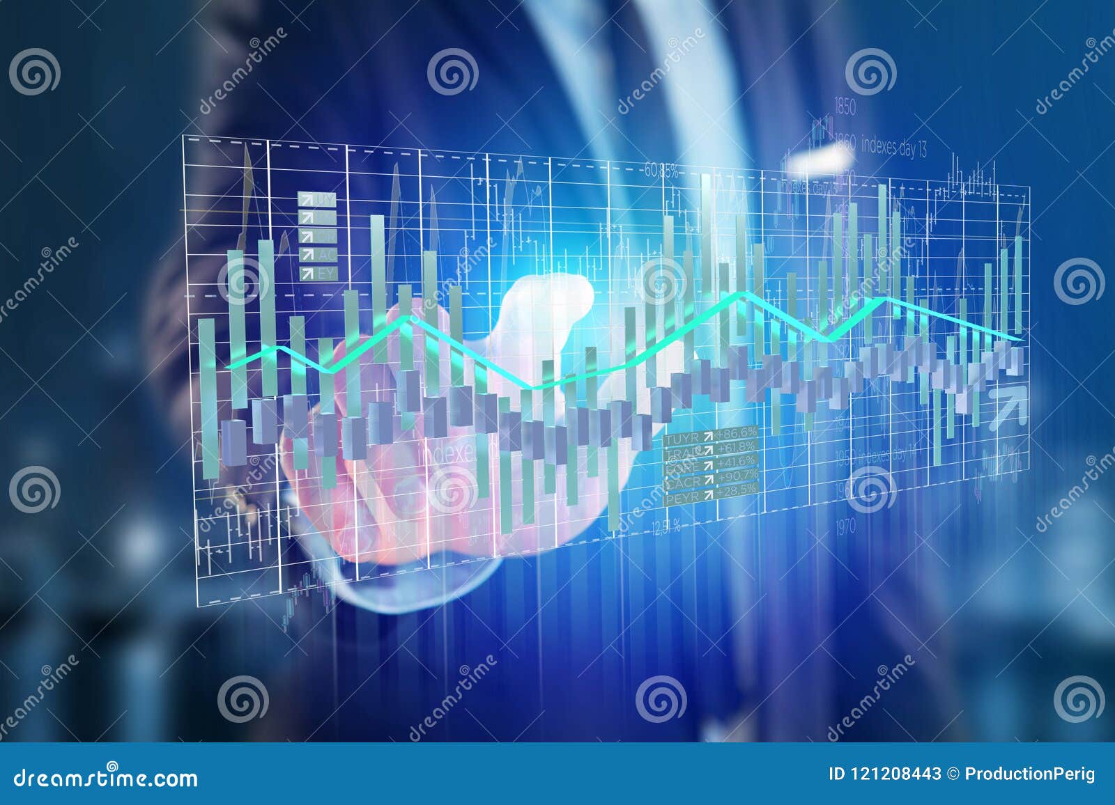 3d Render Stock Exchange Trading Data Information Display on a Stock ...